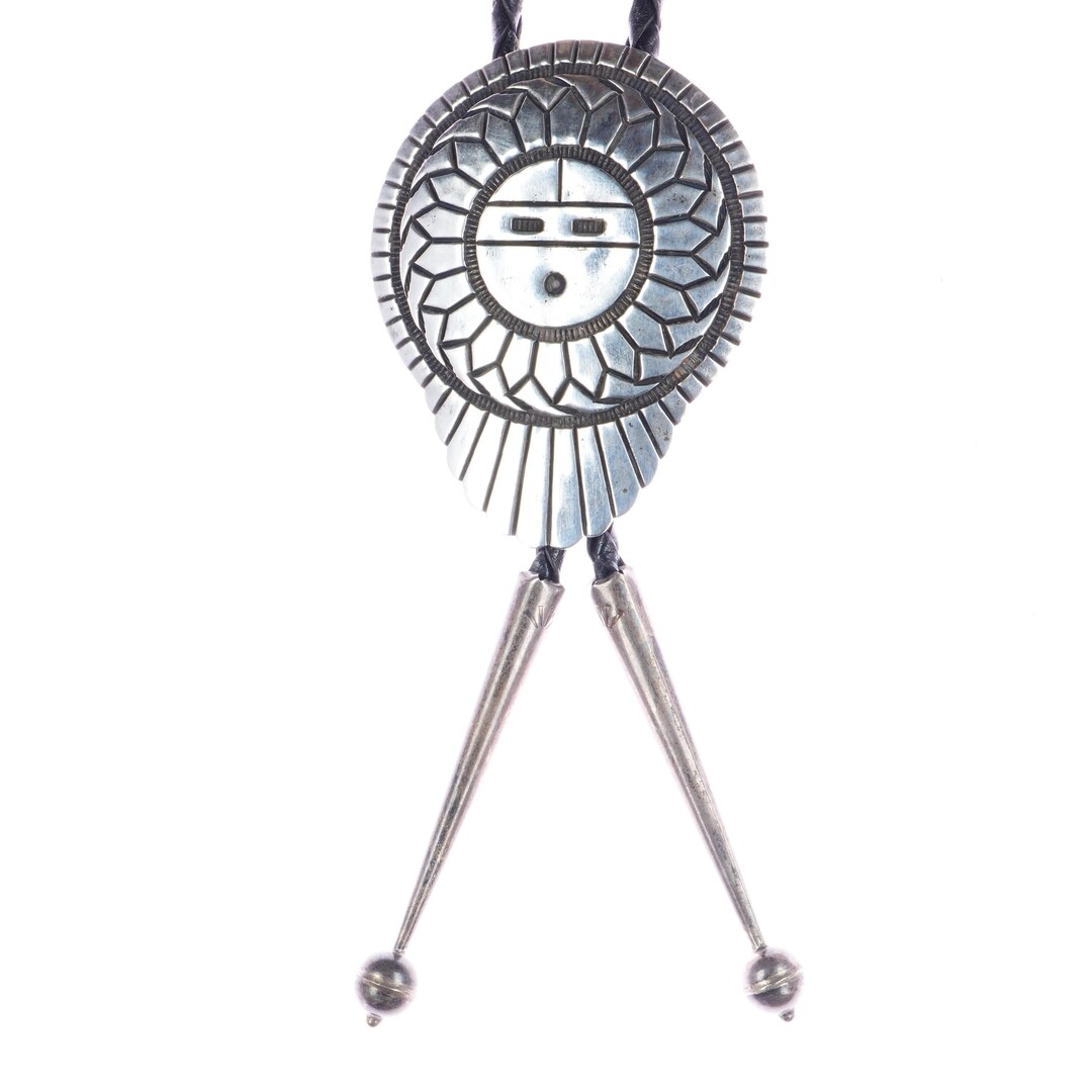 Michael Tahe Navajo Sterling Sunface Bolo Tie - Etsy