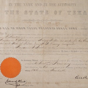 1856 Texas Governors Elisha M. Pease/edward Clark Signed Document - Etsy