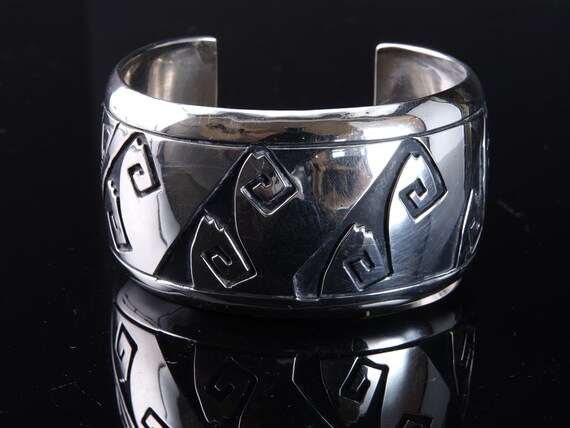 7" Hopi Sterling silver Overlay cuff bracelet - Gem