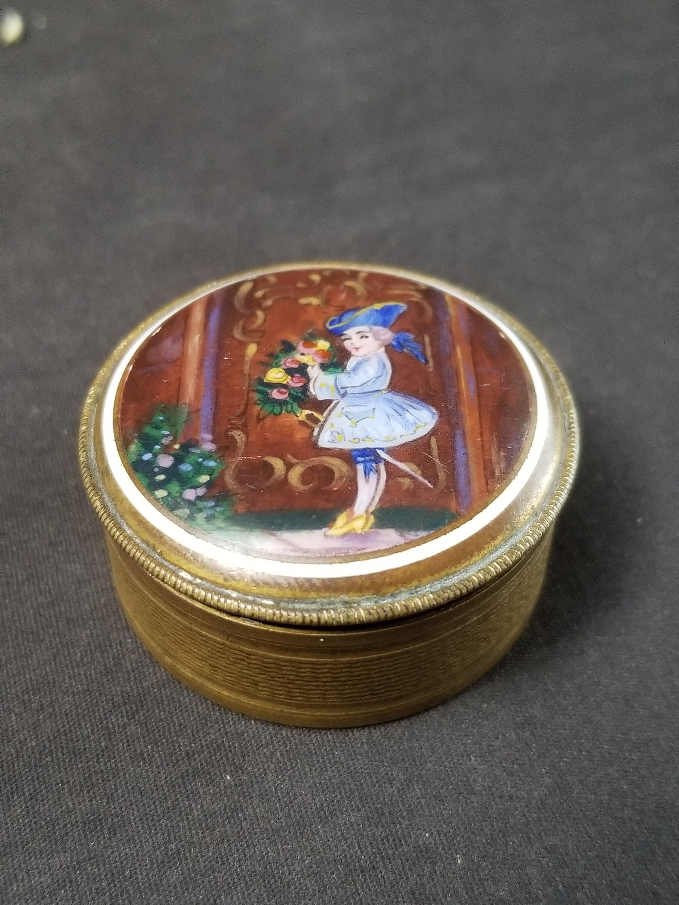 Antique French Enamel Pill Box Gilt Metal Dore Mounted | Etsy