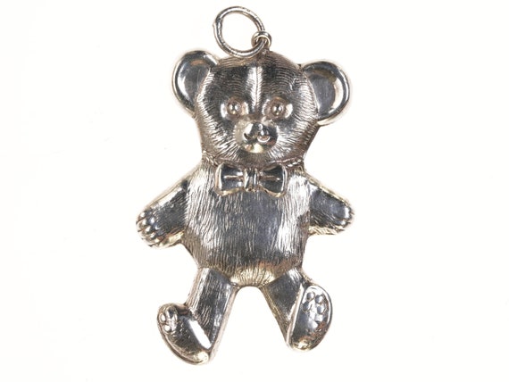 Retro Sterling silver Teddy bear pendant - Gem