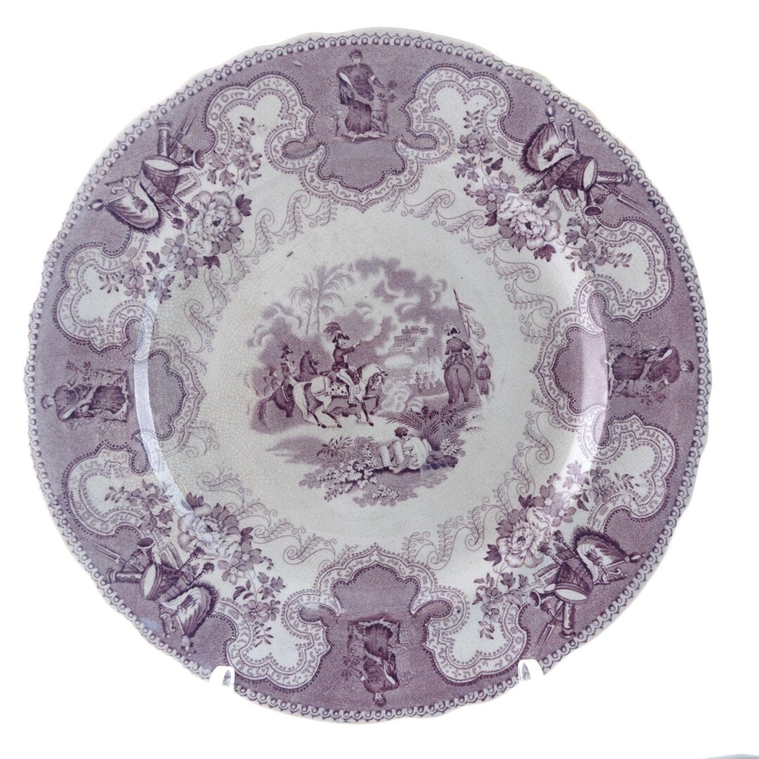 C1850 Texian Campaigne Historical Staffordshire Purple Transferware 9. ...