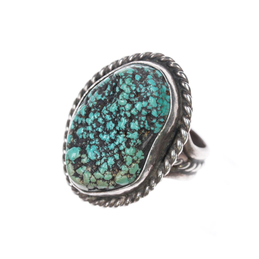 Sz9.5 C1960's Botryoidal Turquoise Navajo Sterling Silver Ring - Etsy