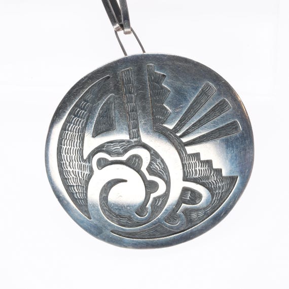 Large Vintage Hopi overlay pendant with necklace, ste… - Gem