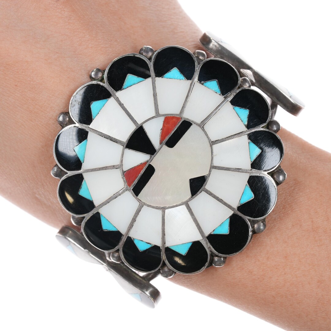 7 50's-60's Marie Qualo Zuni Sterling Sunface Cuff Bracelet - Etsy