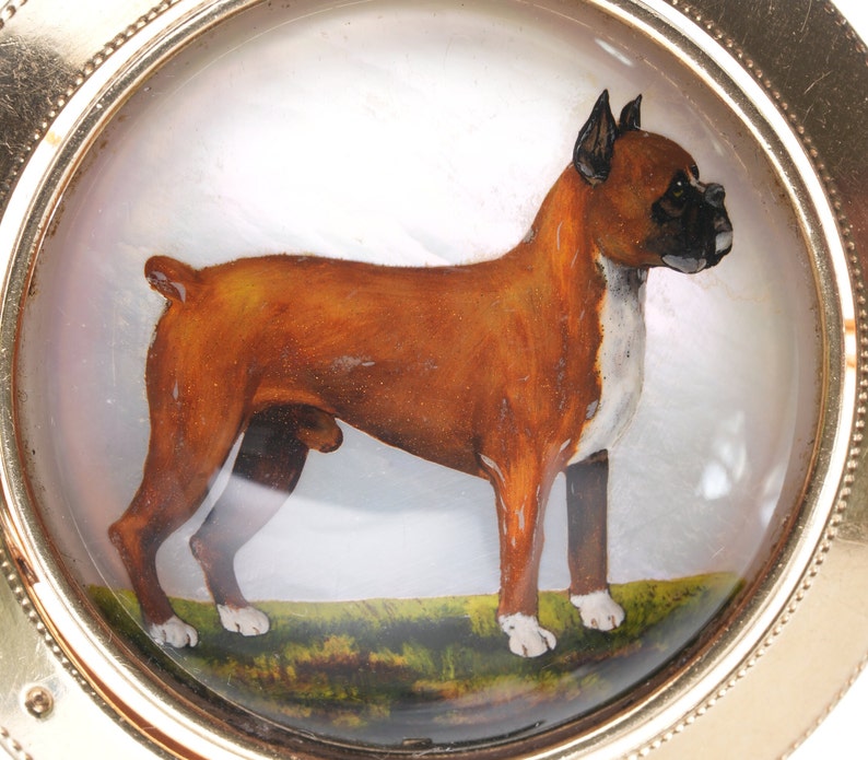 Large Antique 14k Gold Essex Crystal Boxer Dog Pin - Etsy