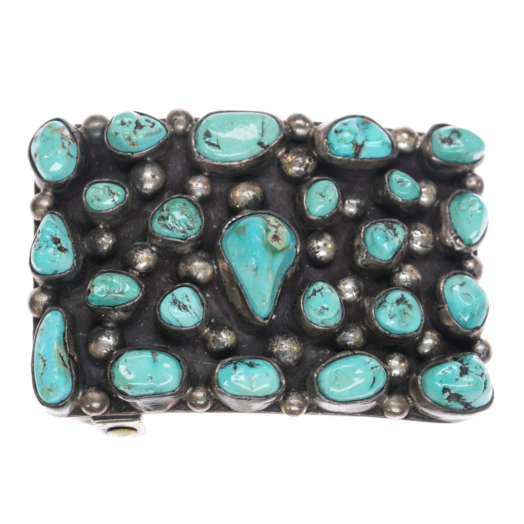 Vintage Navajo Sterling Turquoise Cluster Belt Buckle - Etsy