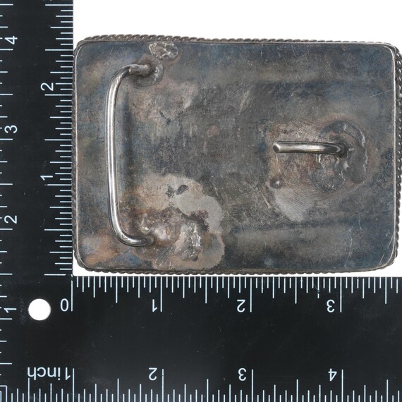 Large Native American silver belt buckle with turquoi… - Gem