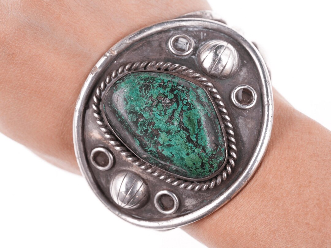 6.75 50's-60's Edward Benally Navajo Silver and Chrysocolla Bracelet - Etsy