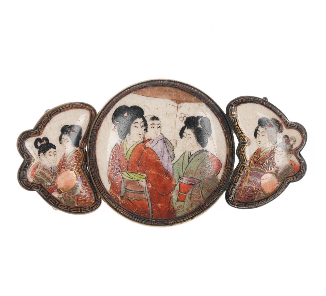 C1900 Large Japanese Satsuma Butterfly Form Belt Buckle Set - Etsy