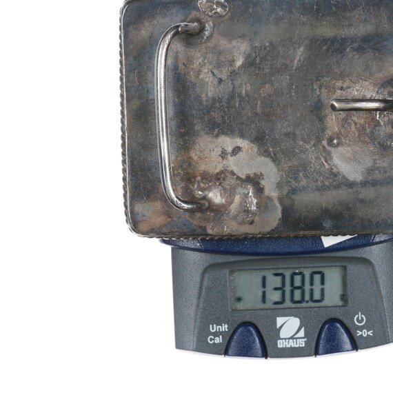 Large Native American silver belt buckle with turquoi… - Gem