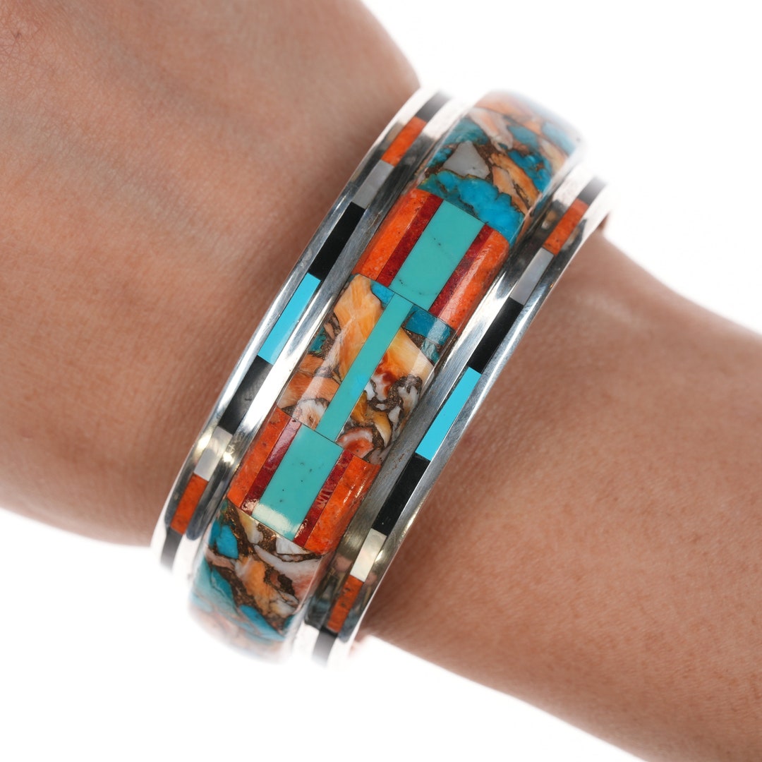 Daniel Coriz Santo Domingo Inlaid Silver Cuff Bracelet - Etsy