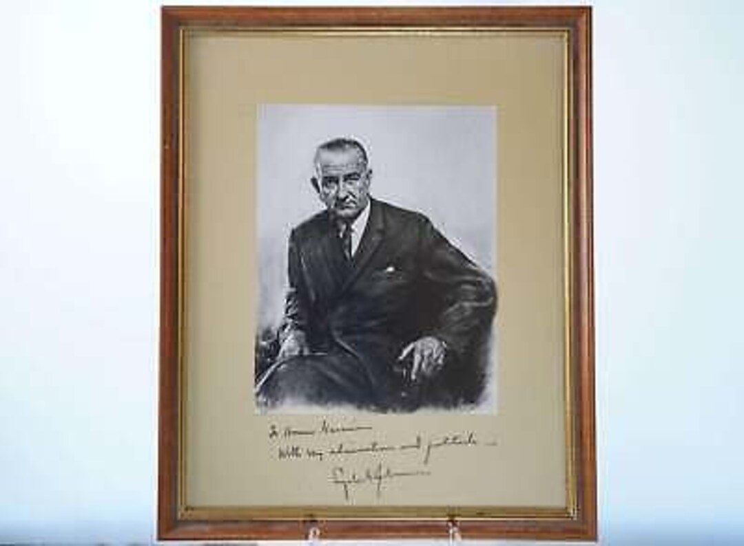 Texas Ranger Chief Homer Garrison Jr1901-1968 LBJ Signed Portrait ...