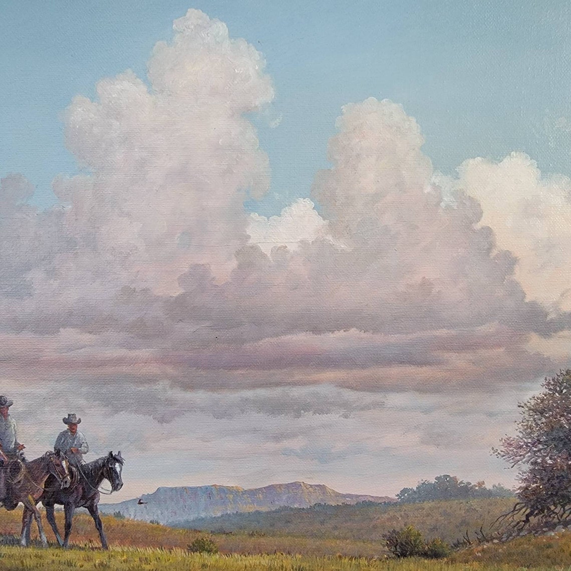 Cal Gaspard Texas Cattle Ranchers Hill Country Cowboy Painting | Etsy