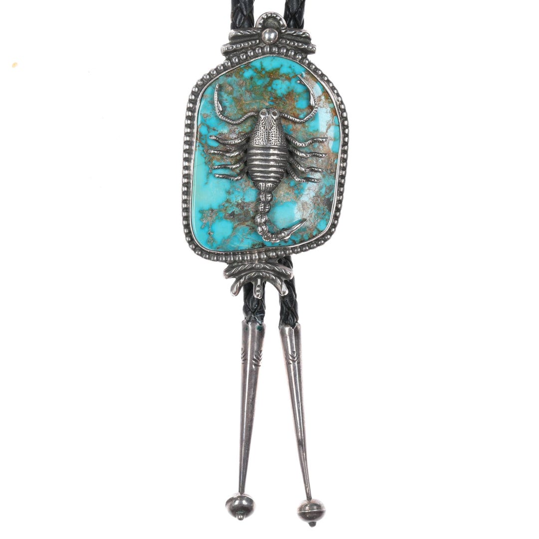 C1960 C-31 Large Scorpion Native American Sterling High Grade Turquoise ...