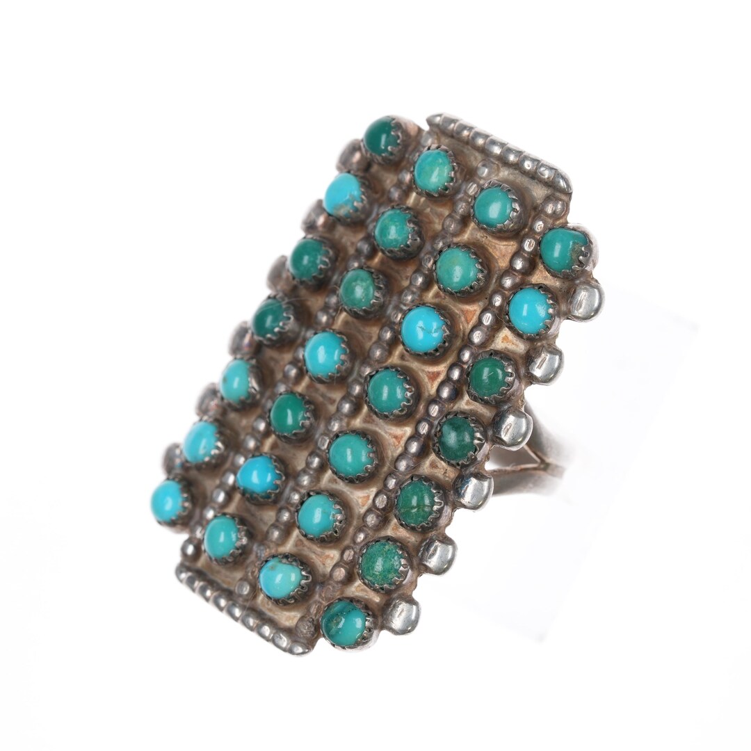 Sz8 40's-50's Zuni Snake Eye Turquoise Silver Ring - Etsy