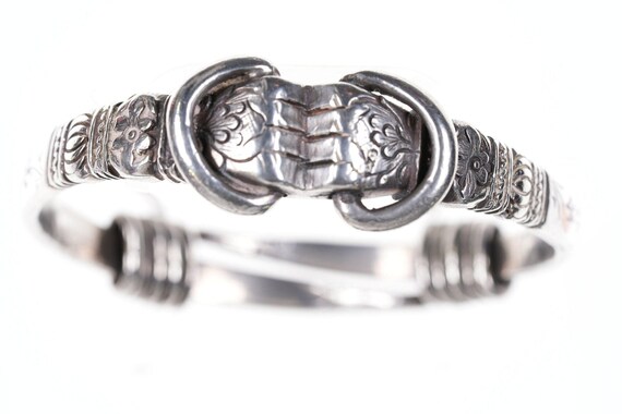 Antique chinese silver adjustable bangle - Gem
