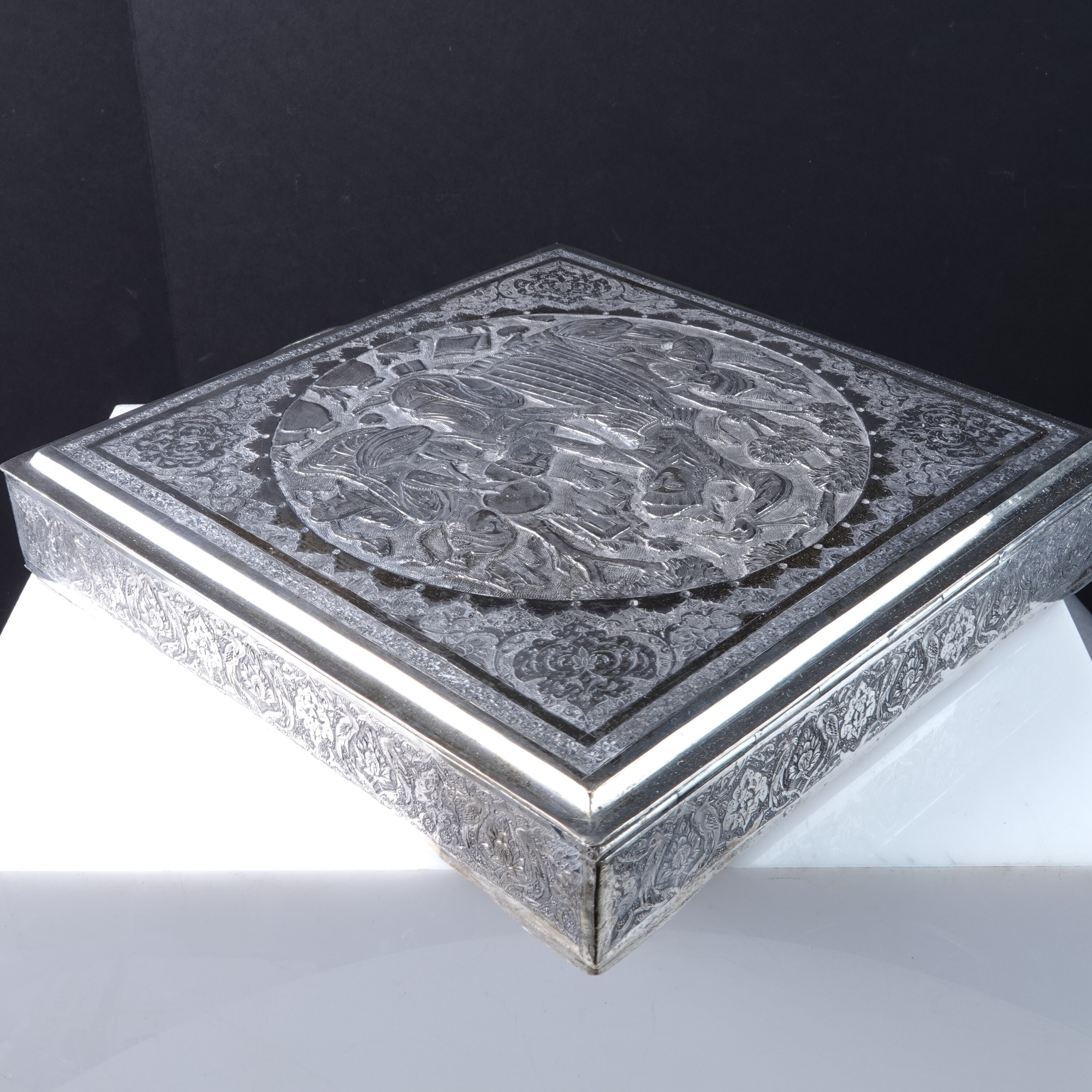 Antique Persian Silver Box With Excellent Engraving 7.25 - Etsy Hong Kong