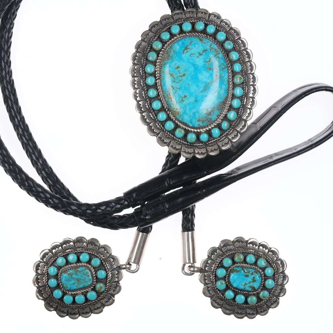 Large Larry Etcitty Navajo 14k Accented Sterling Kingman Turquoise ...