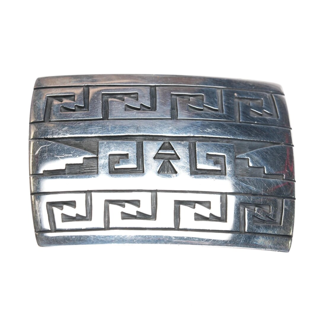 Benjamin Mansfield Hopi Overlay Belt Buckle Geometric Rug Design ...