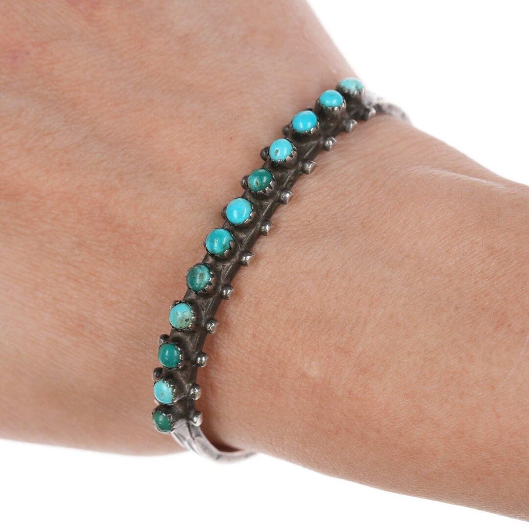 6.25 20's-30's Native American Silver and Turquosie Snake Eye Cuff ...