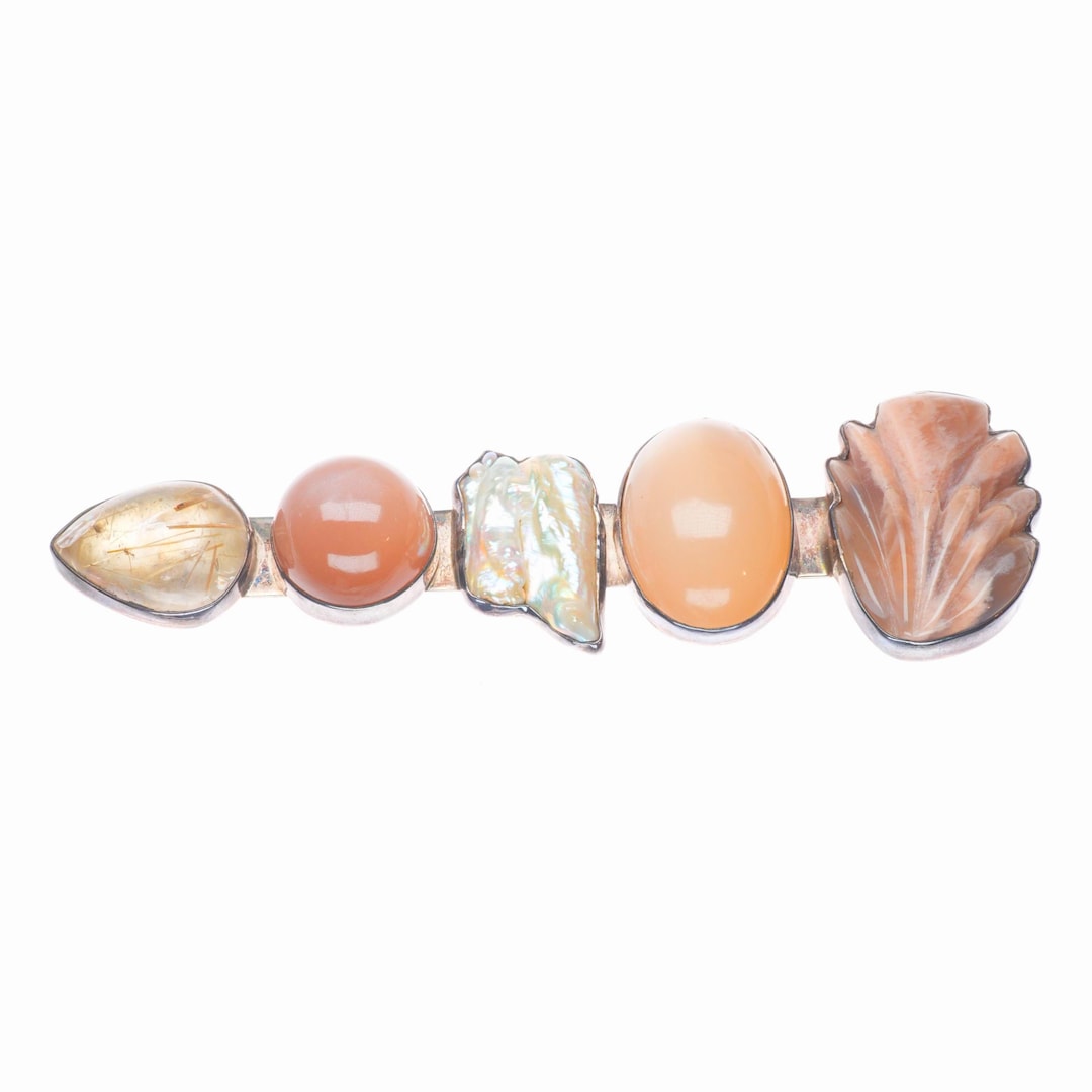 Rebecca Collins Dallas Texas Large Rutilated Quartz Mabe Pearl Pin ...