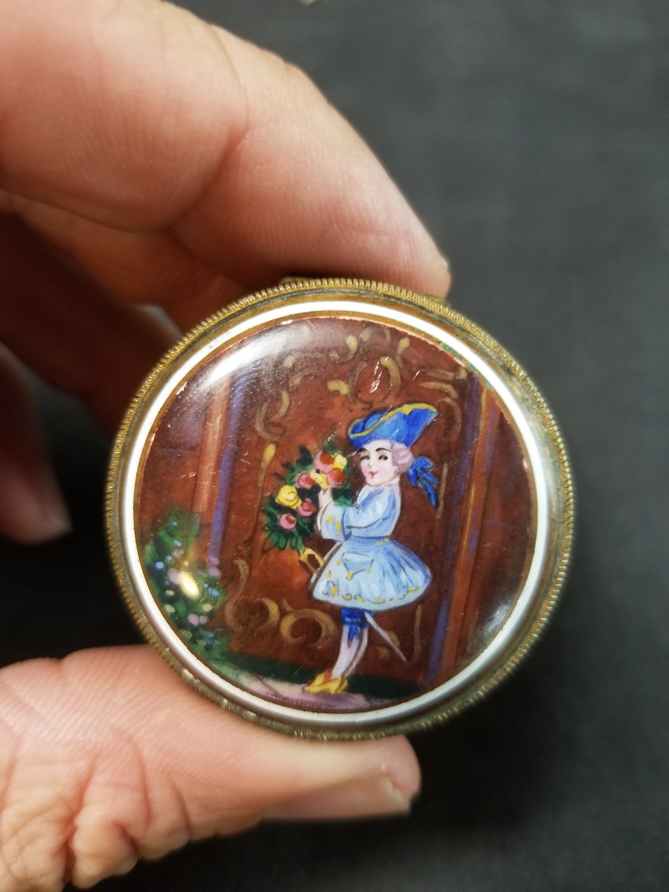Antique French Enamel Pill Box Gilt Metal Dore Mounted | Etsy