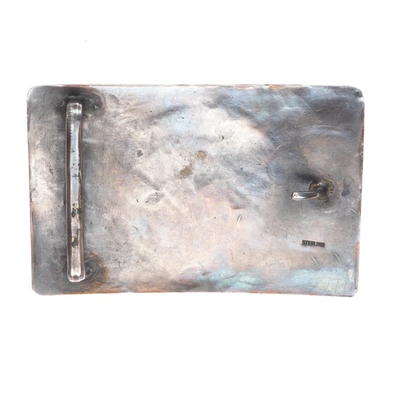 Big vintage Navajo sterling silver belt buckle w/Geom… - Gem