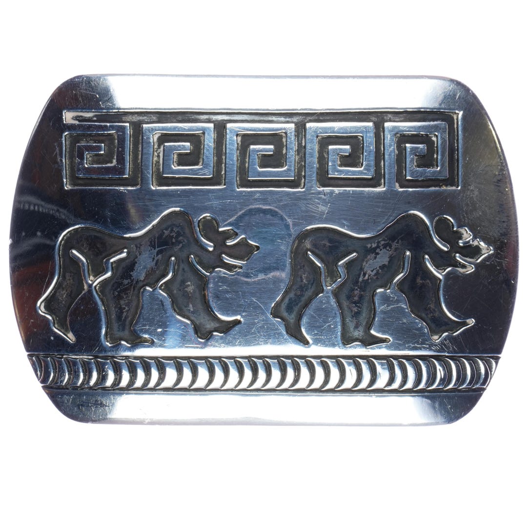 Rosco Scott Navajo Sterling Bear Belt Buckle - Etsy