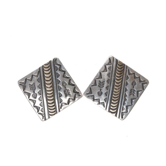 David Reeves Navajo 14k gold/sterling earrings - Gem