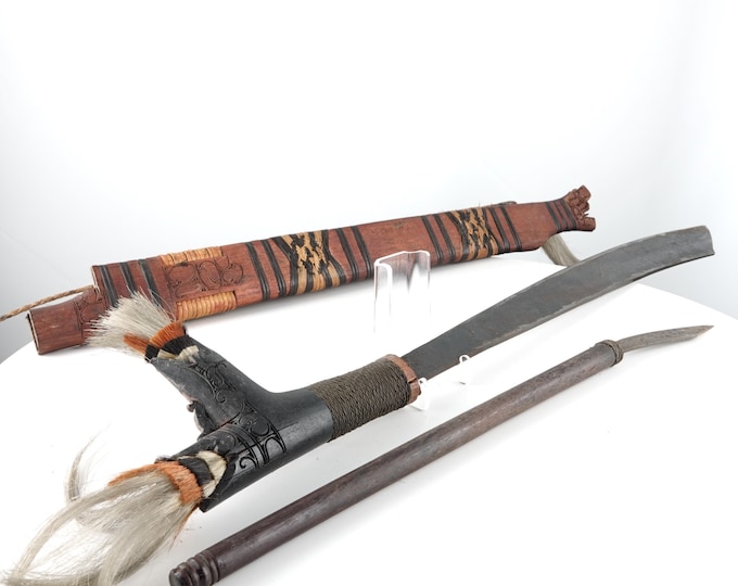 Dayak Mandau Headhunter Sword, Sheath, and Dagger - Etsy