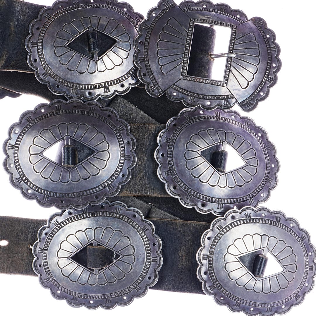 40's-50's Navajo First Phase Revival Large Silver Concho Belt - Etsy