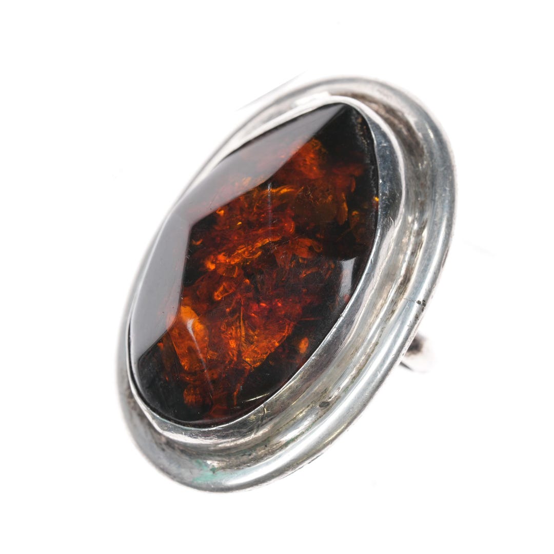 Sz7.75 Don Hart Native American Sterling and Amber Ring - Etsy