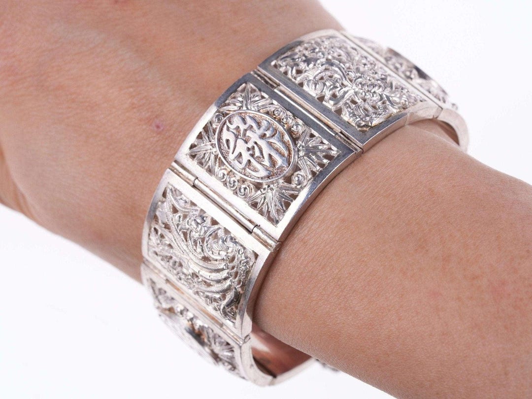Vintage Chinese Silver Bracelet - Etsy