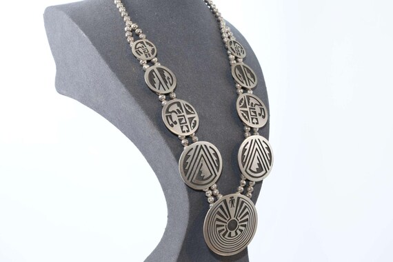 Hopi Overlay Sterling Silver Necklace - Gem