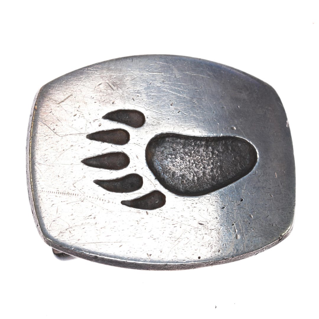 HEAVY Southwestern Sterling Silver Paw Print Belt Buckle - Etsy