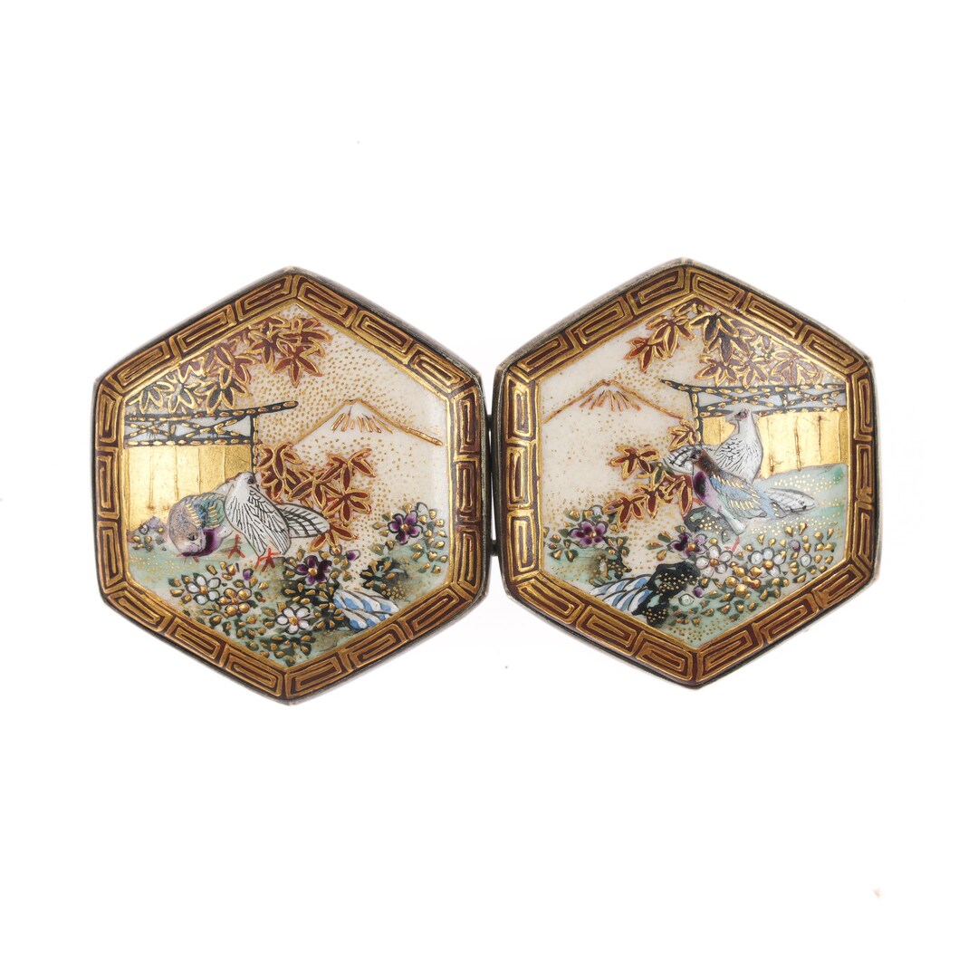 C1900 Meiji Japanese Satsuma Quails Belt Buckle Set - Etsy