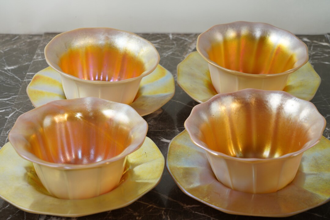 1920's Steuben Aurene Calcite Bowls and Underplates - Etsy