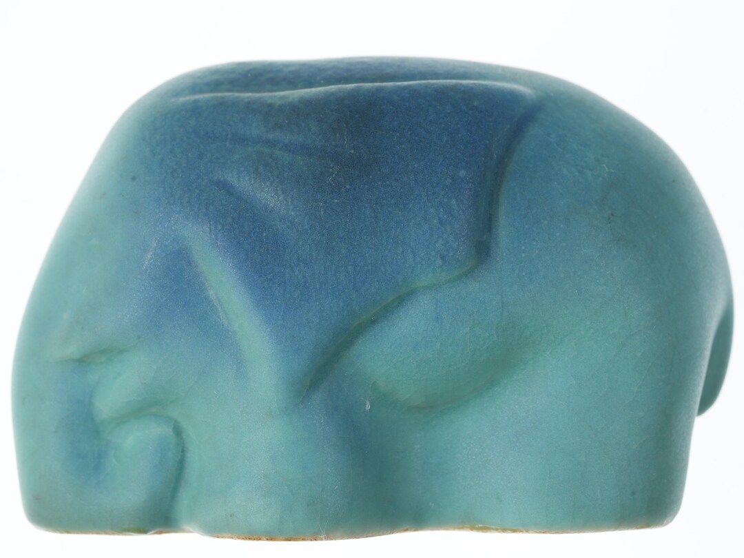 Van Briggle Elephant Paperweight in Blue Matte - Etsy