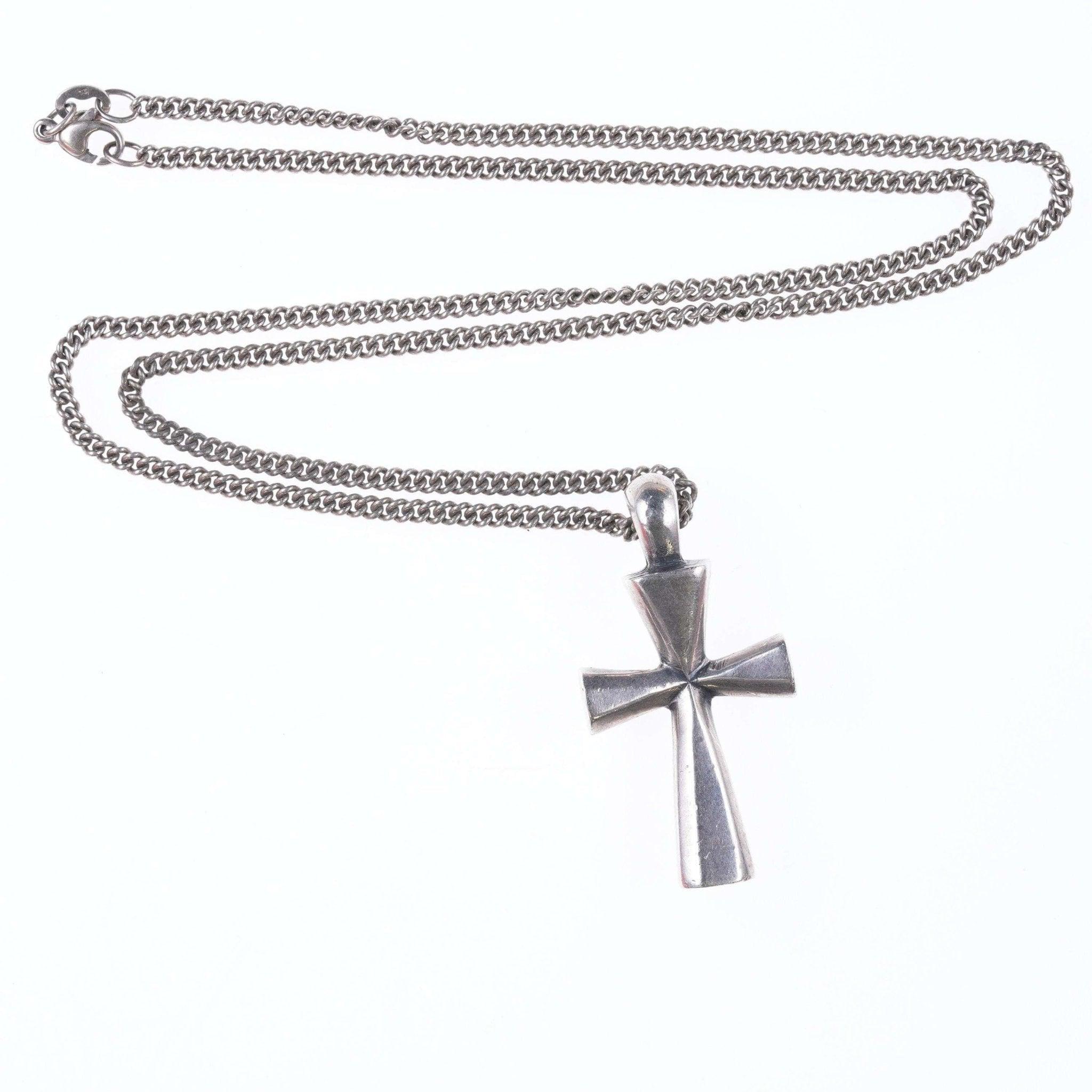 Large Retired James Avery St Theresa Cross Pendant in Sterling