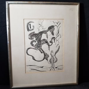 Mid Century Abstract Drawing Amy Freeman Lee Listed Artist San - Etsy