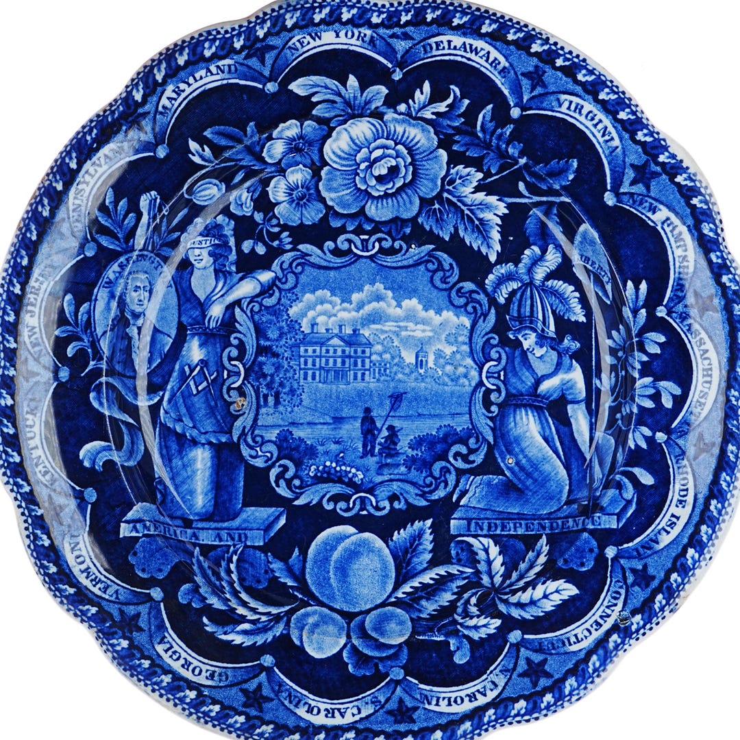 C1830 Historical Staffordshire US States Clews Plate Dark Blue 10.5" - Etsy