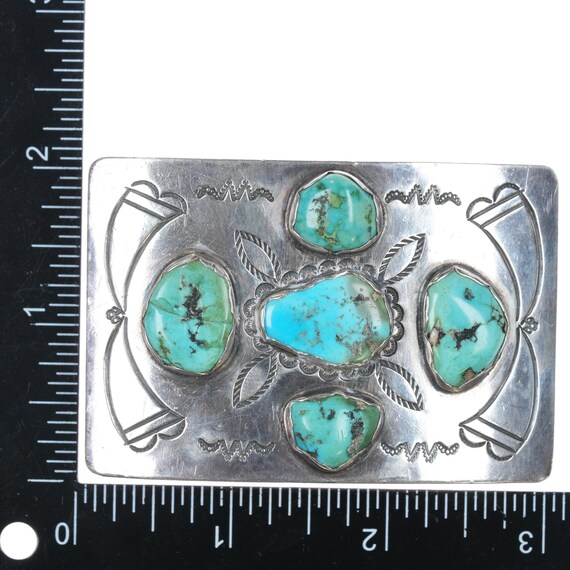 40's-50's Native American silver belt buckle with tur… - Gem