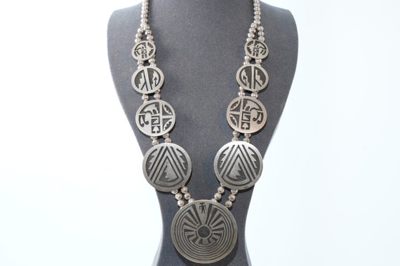 Hopi Overlay Sterling Silver Necklace - Gem