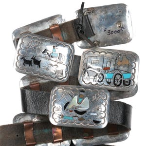 1970's Benjamin Becenti Navajo Sterling Multistone Inlay Storyteller ...