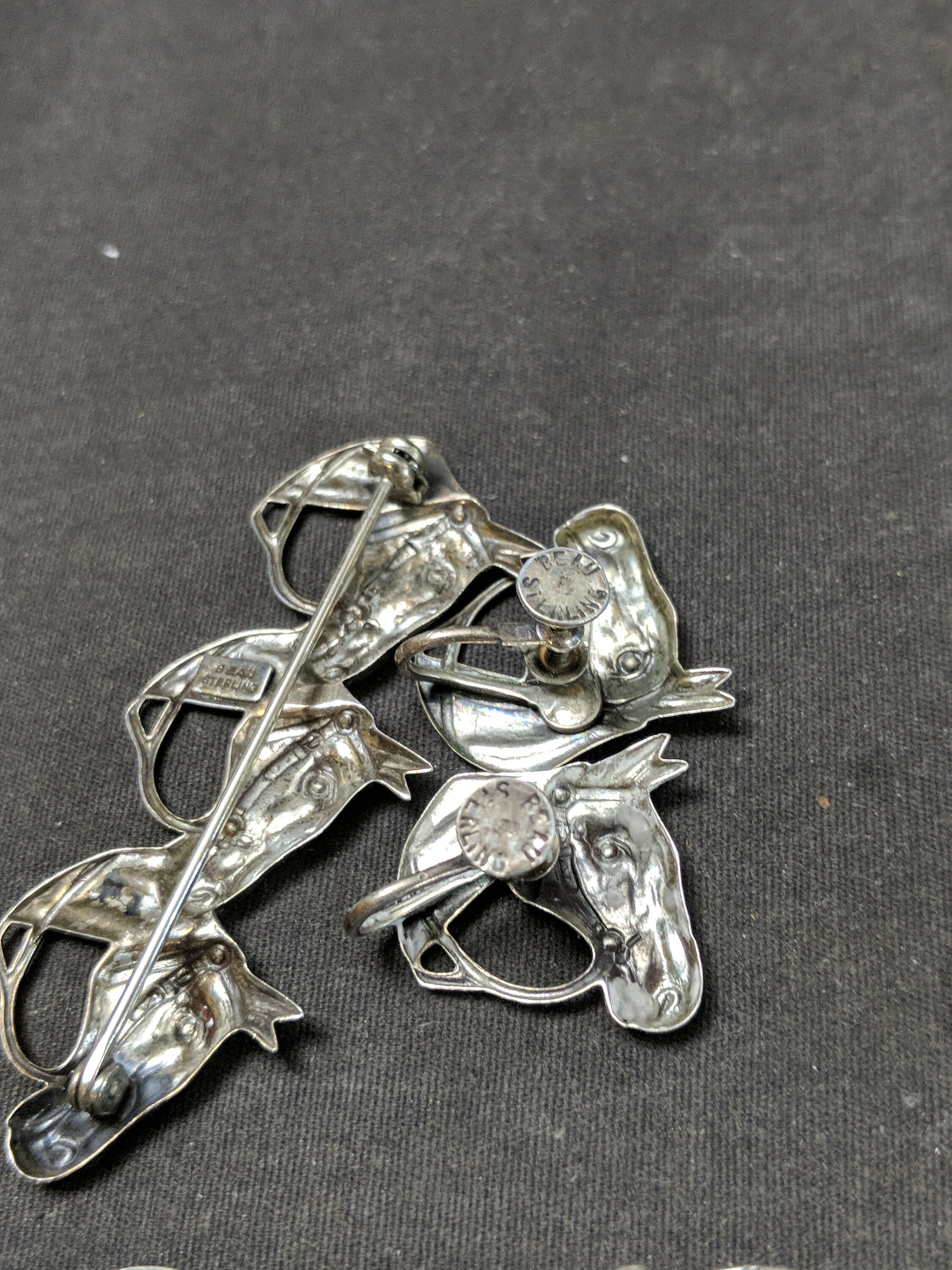 1950's Beau Sterling Horses Brooch Bracelet Screw Back | Etsy