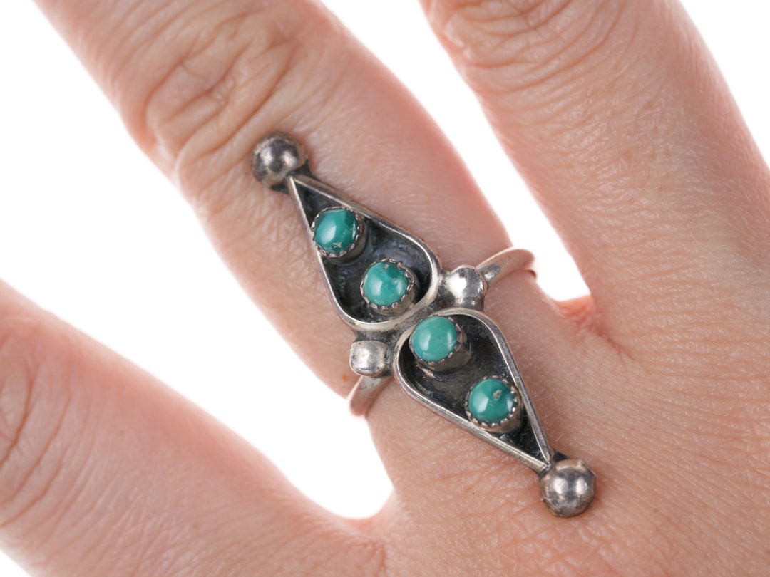 Vintage Zuni Silver Turquoise Snake Eye Ring - Etsy