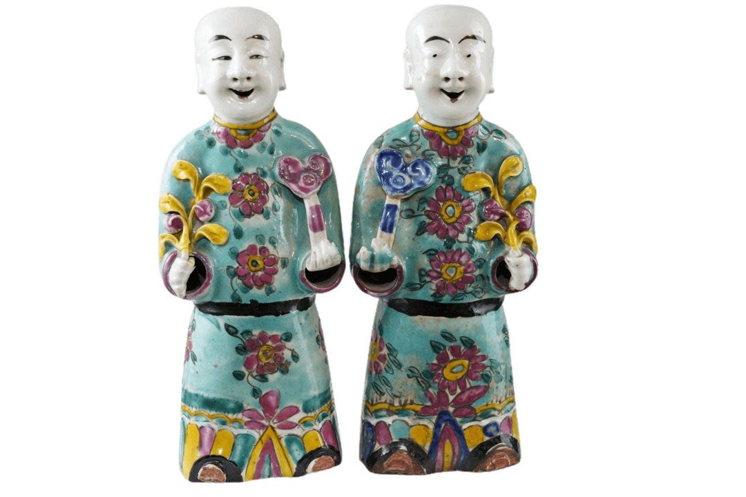 Pr Antique Chinese Famille Rose Monk Figures - Etsy