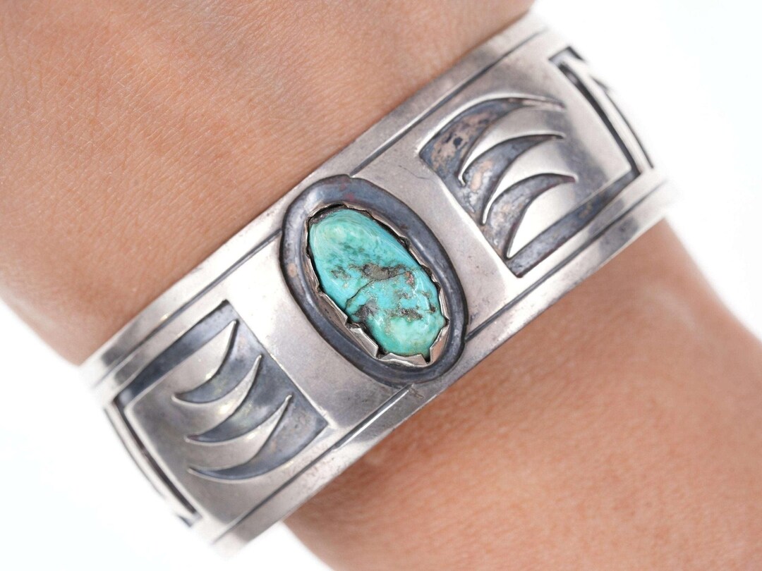 Vintage Hopi Overlay Sterling Silver Turquoise Cuff Bracelet Sf - Etsy
