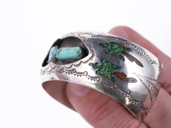 Vintage Navajo Peyote Bird Chip inlay turquoise and s… - Gem